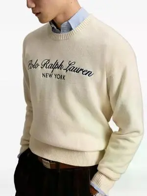 Polo Ralph Lauren Logo-embroidered Crew-neck Sweater - Neutrals