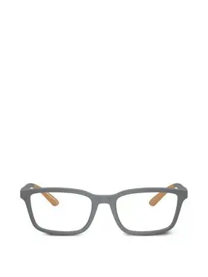 Emporio Armani Logo-plaque Rectangle-frame Glasses - Grey