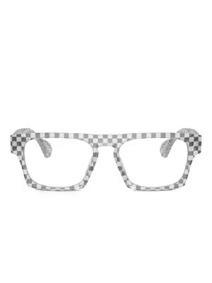 ALAIN MIKLI Damier Azur Check Square Eyeglasses - Black