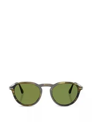 Persol Striped Round Frame Sunglasses