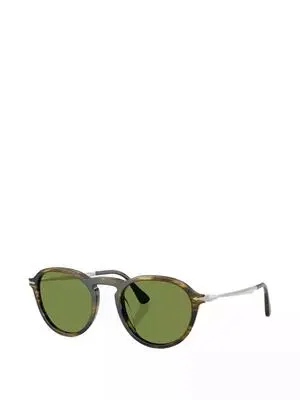 Persol Striped Round Frame Sunglasses