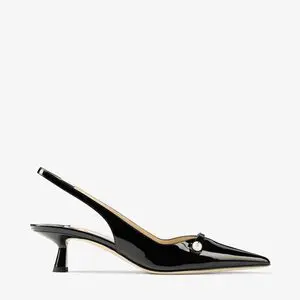 JIMMY CHOO Amita 45 Patent Leather Slingbacks - Black