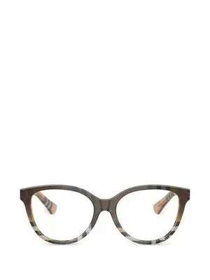 Burberry Check-pattern Round-frame Glasses - Brown