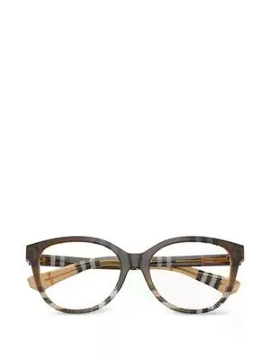 Burberry Check-pattern Round-frame Glasses
