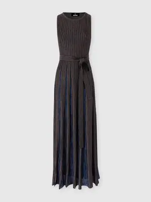 Missoni Long Viscose Lamé Striped Maxi Dress With Belt