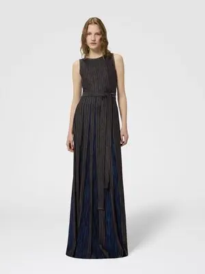Missoni Long Viscose Lamé Striped Maxi Dress With Belt