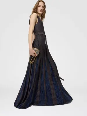 Missoni Long Viscose Lamé Striped Maxi Dress With Belt