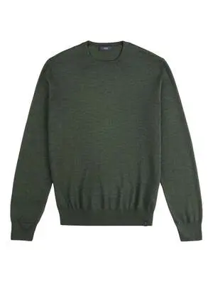 FAY Crewneck Knit Sweater With Ribbed Details - Green