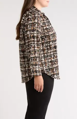 Anne Klein Print Roll Tab Top