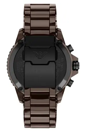 Emporio Armani World Explorer Solar Chronograph Ceramic Watch - Brown