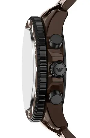 Emporio Armani World Explorer Solar Chronograph Ceramic Watch - Brown