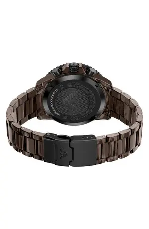 Emporio Armani World Explorer Solar Chronograph Ceramic Watch - Brown
