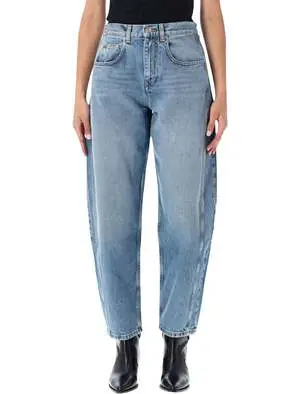 Isabel Marant Étoile Relaxed Barrel-leg Mid-rise Faded Cotton Jeans - Blu