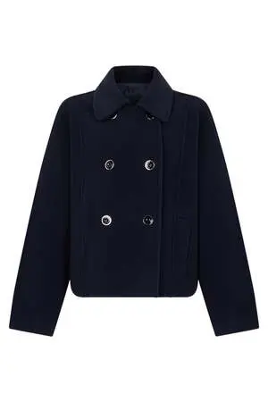 Pinko Double-breasted Cropped Wool Blend Winter Jacket