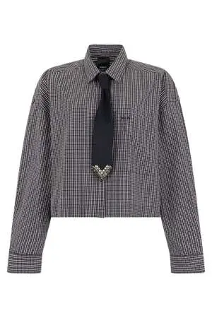 Pinko Cropped Long Sleeve Shirt With Bow Detail