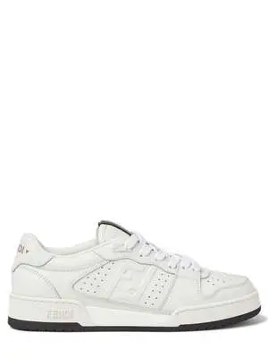 Fendi Tape Ribbon Leather Sneakers For With Embossed Ff Logo - Bianco