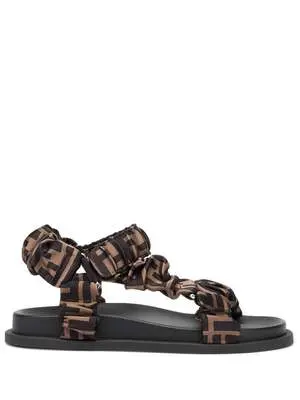 Fendi Ff Motif Satin Sandals With Rubber Sole