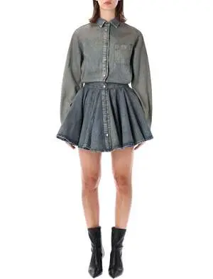 HAIKURE Denim Shirt Dress With Flared Skirt - Ziggy Silver Blue