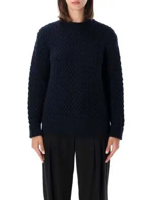 Bottega Veneta Textured Wool Crewneck Sweater - Blue