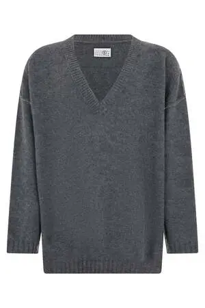 MAISON MARGIELA Oversized V-neck Sweater - Grey