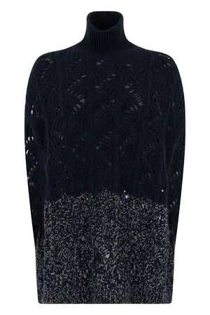 Fabiana Filippi High Neck Textured Knit Sweater - Blue