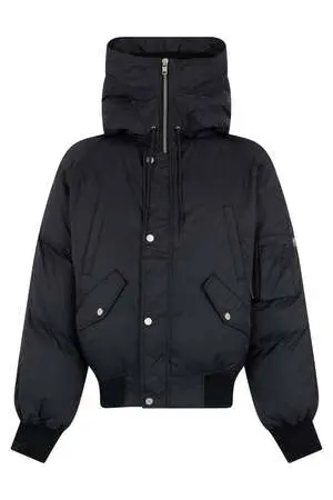 MAISON MARGIELA Padded Hooded Zip-up Jacket With Oversized Sleeves And Button Pockets