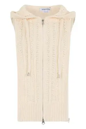 Veronica Beard Sleeveless Hooded Cardigan Jacket