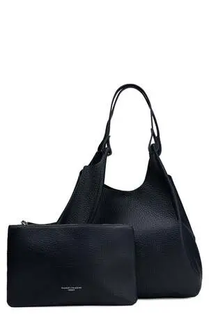GIANNI CHIARINI Tote Handbag With Matching Pouch Bag, 34 Cm Width X 38 Cm Height X 16 Cm Depth, Calfskin - Black