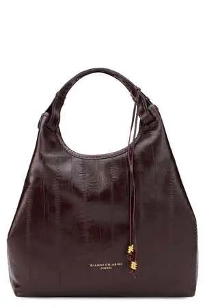 GIANNI CHIARINI Leather Hobo Handbag - Brown