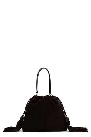 Etro Leather Handbag With Tassels, Wide Enveloping Silhouette And Slim Handles - Brown