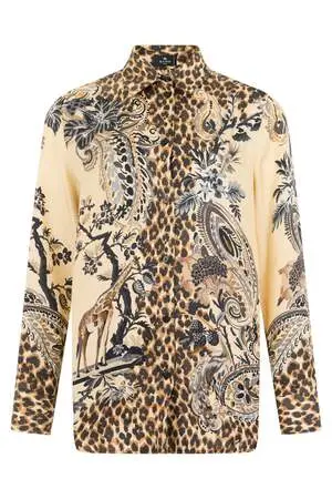 Etro Silk Animal Print Long Sleeve Shirt - Animalier