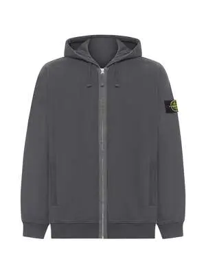 Stone Island Cotton Zip-front Hooded Jacket With Adjustable Drawstring, Ribbed Cuffs & Hem