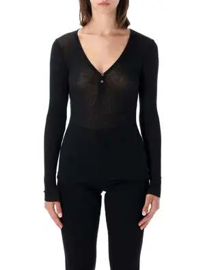 JAMES PERSE Cotton-cashmere Henley Shirt - Nero
