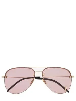 Saint Laurent Engraved Temple Aviator Sunglasses - Rosa