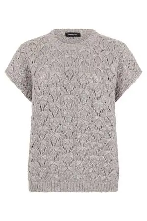 Fabiana Filippi Short Sleeve Knit Top With Intricate Pattern