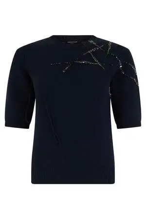 Fabiana Filippi Three-quarter Sleeve Embellished Wool-silk-cashmere Sweater