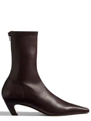 Khaite 40mm Heel Leather Square-toe Back-zip Boots