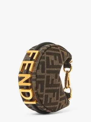 Fendi Mini Ff Jacquard Zip Carabiner Wristlet With Nappa Details