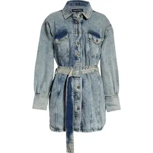 Retrofete Odette Belted Long Sleeve Denim Shirtdress - Ocean Side