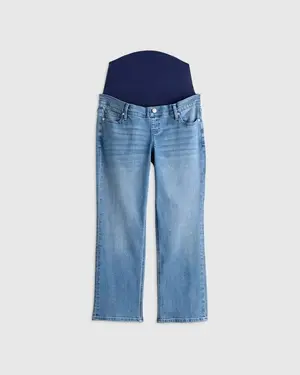 Quince Lila Stretch Maternity Straight Leg Jeans - Seaside Blue