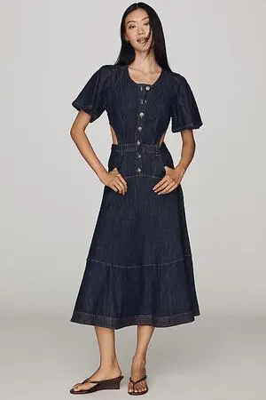 Anthropologie Cutout Denim Midi Dress