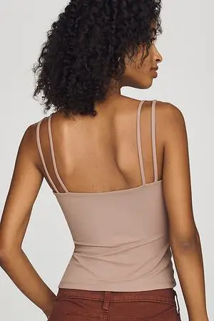 Susana Monaco Double-strap Scoop Neck Tank Top - Khaki