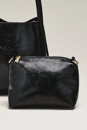 Anthropologie Hollace Mini Waxed Tote - Black