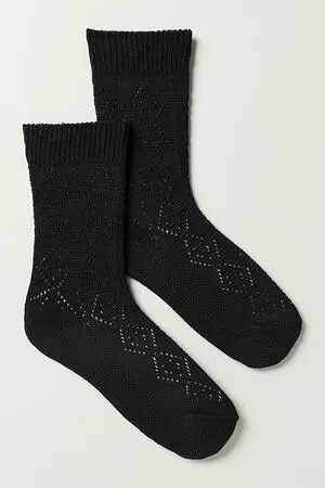 LE BON SHOPPE Modal Eyelet Socks - Black