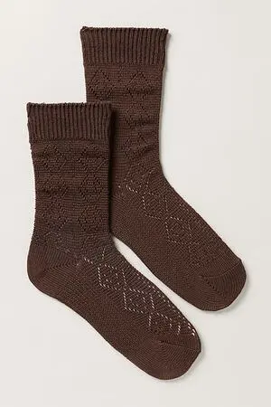 LE BON SHOPPE Modal Eyelet Socks - Brown