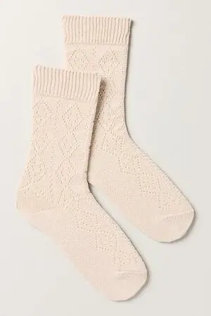 LE BON SHOPPE Modal Eyelet Socks - Neutral