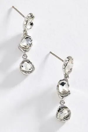 Anthropologie Trifecta Crystal Drop Earrings - Silver