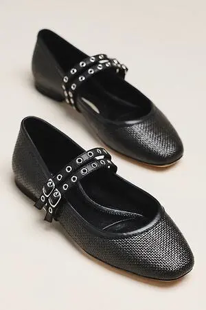 Paige Jackson Raffia Mary Janes - Black