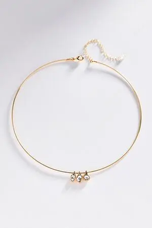 Anthropologie Crystal Bezel Collar Necklace Gold