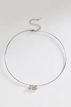 Anthropologie Crystal Bezel Collar Necklace - Silver